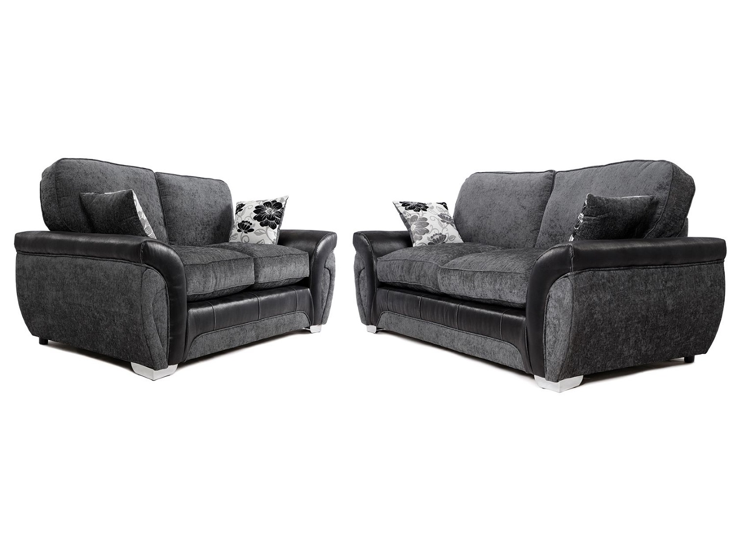 Matinee Full Back 3+2 Seater Sofa Set Black Grey - Vintage Furnishing